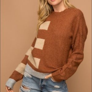Hem & Thread | Sweaters | Hem Thread Cacao Brown Color Block Sweater ...